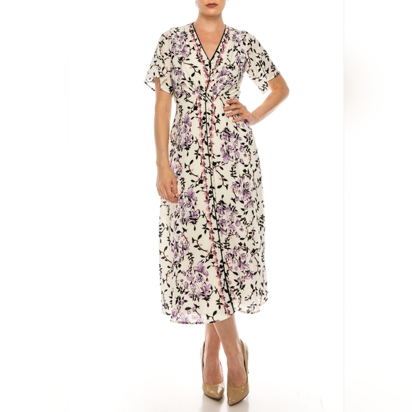 Maison Tara | Dresses | Maison Tara Short Sleeve Midi Dress Floral ...